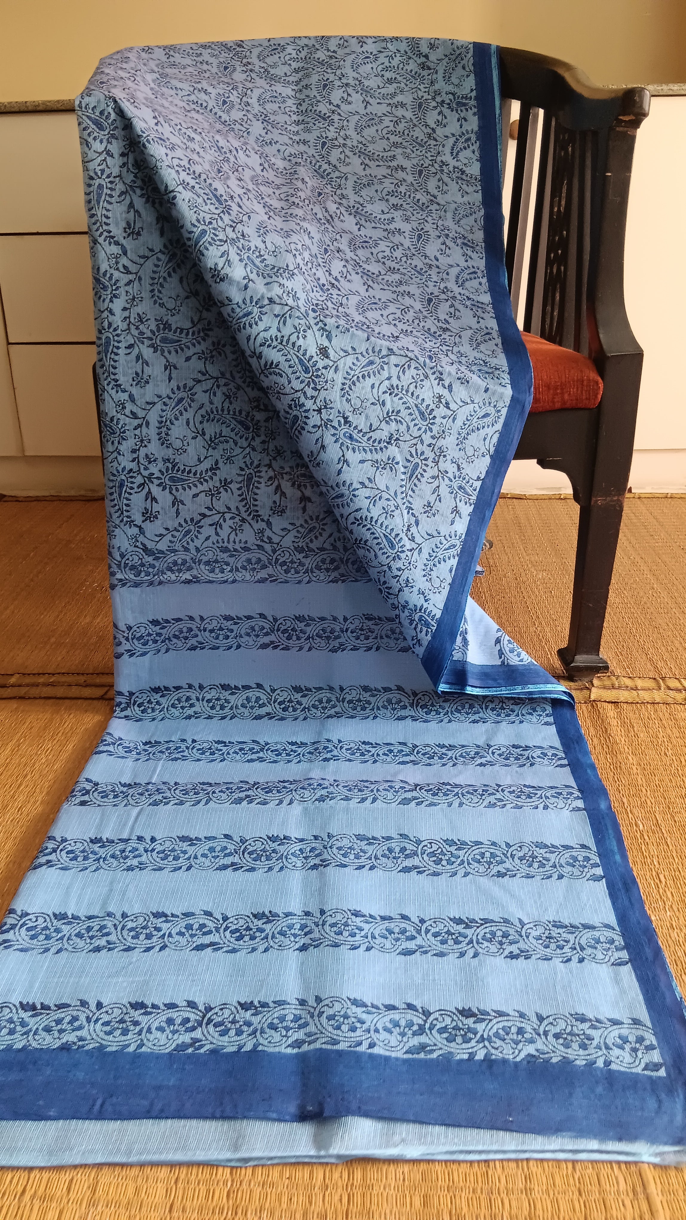 Blue-printed-kota-cotton-saree – Chaani.in